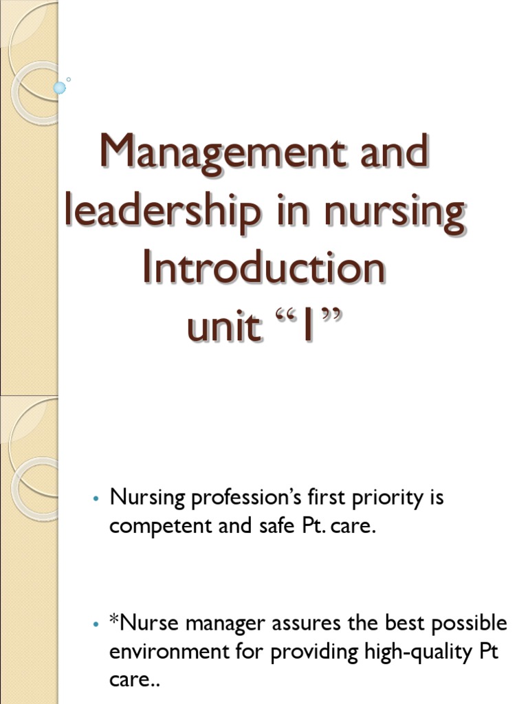 Management and Leadership in Nursing Unit "1" | PDF | Leadership | Nursing