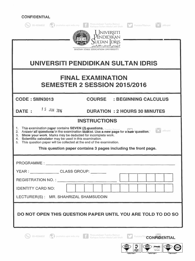 Beginning Calculus (SMN3013) | PDF | Integral | Derivative