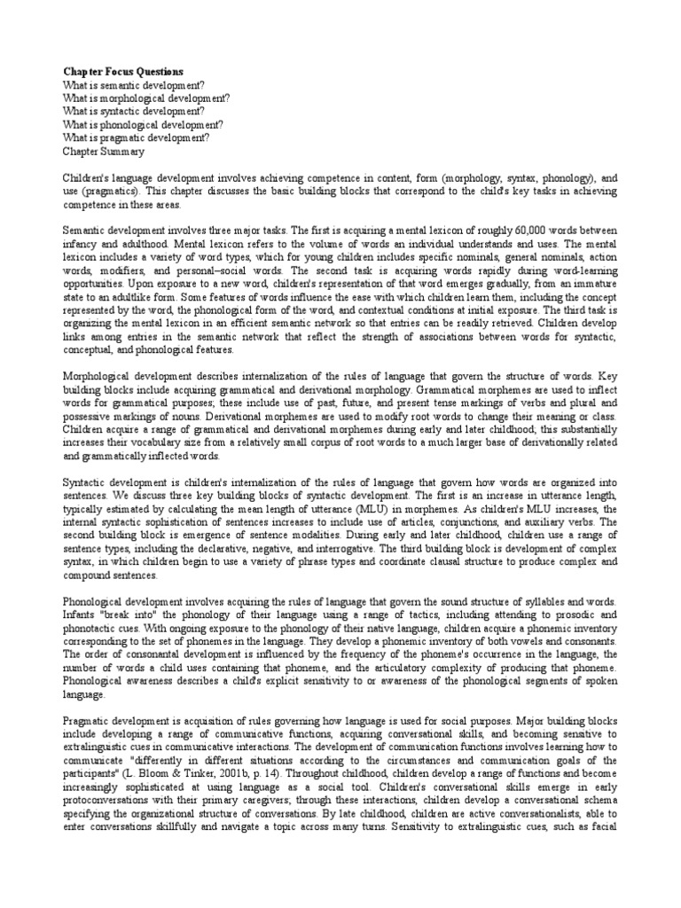 Chapter Focus Questions | PDF | Word | Morphology (Linguistics)