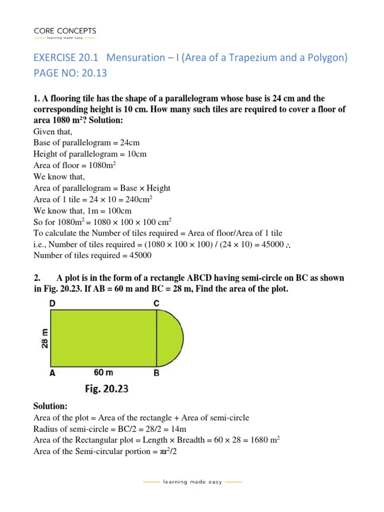 RD Sharma Chapter 20 | PDF | Area | Length