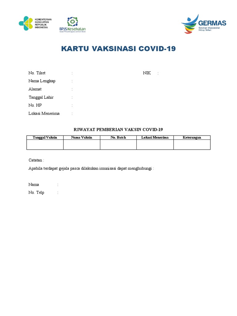 Kartu Vaksinasi Covid 19 Pdf