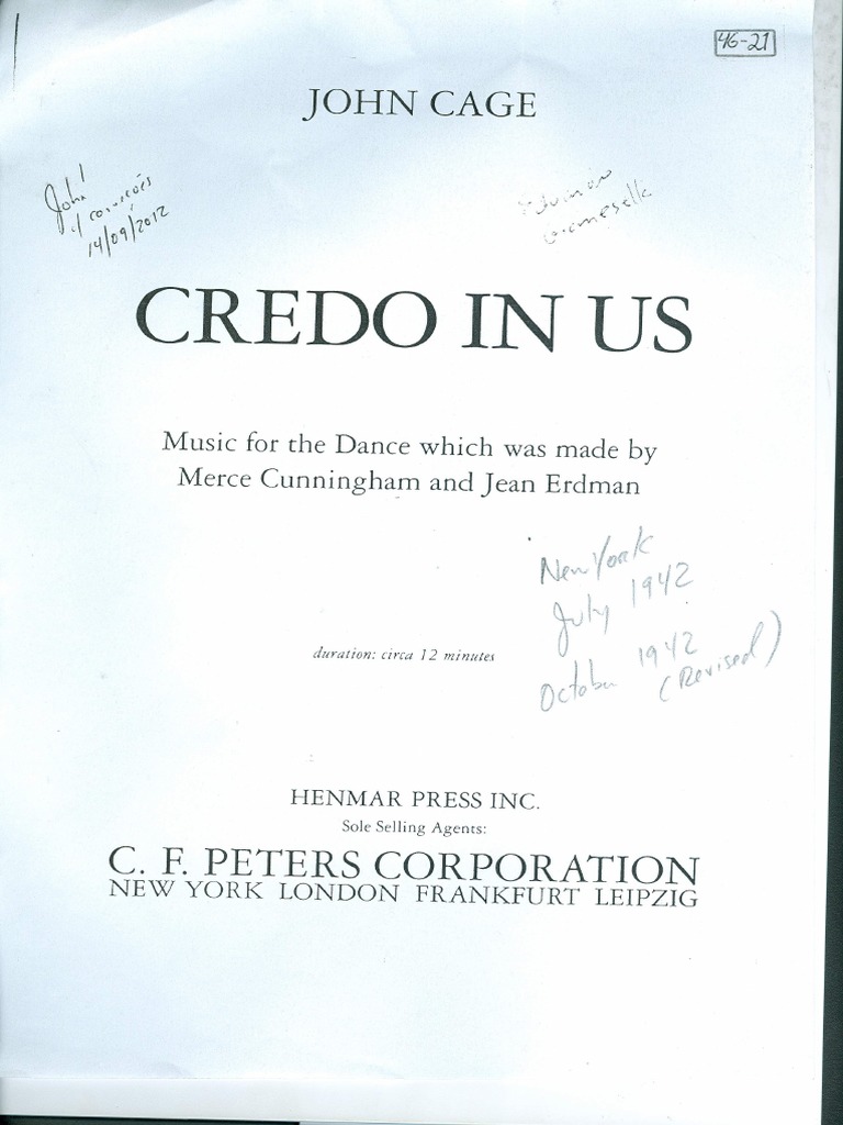Credo in Us-John Cage | PDF