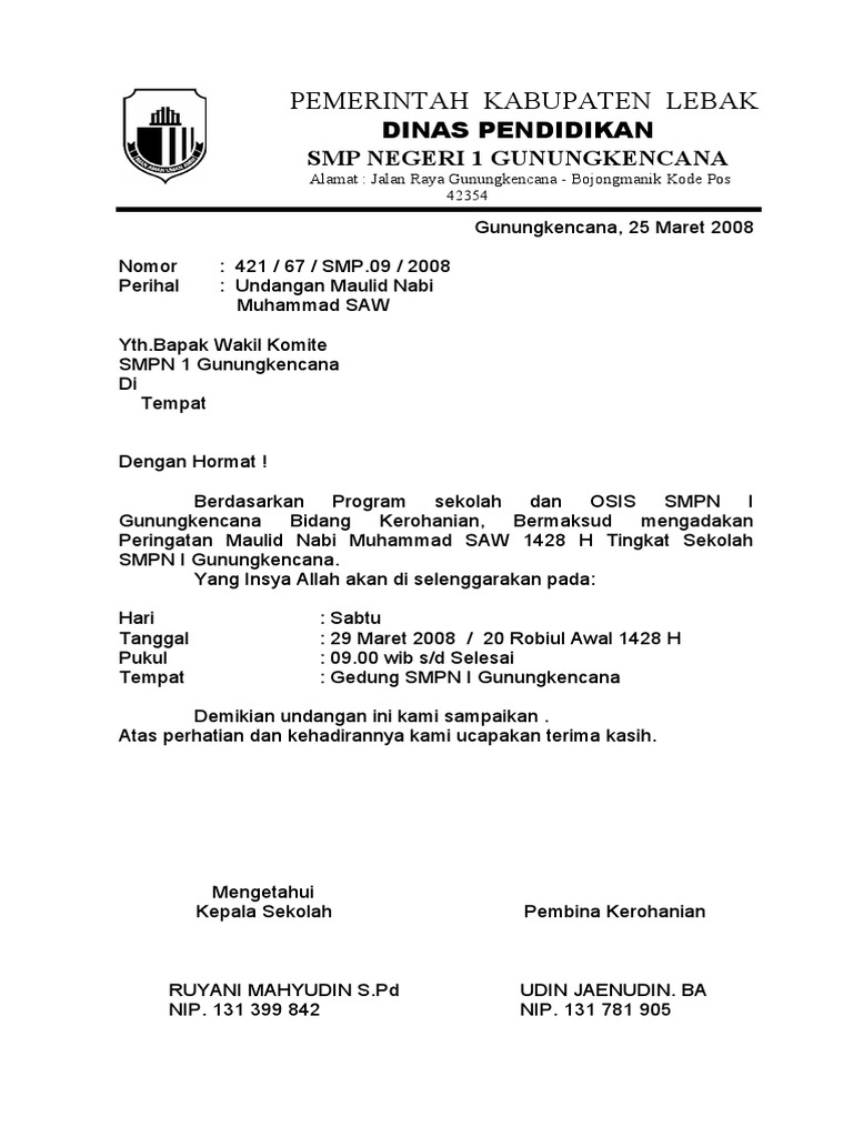 Undangan Peringatan Maulid Nabi | PDF