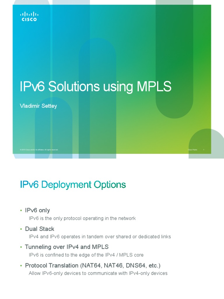 IPv6 Using MPLS Vladimir Settey | PDF | I Pv6 | Multiprotocol Label Switching