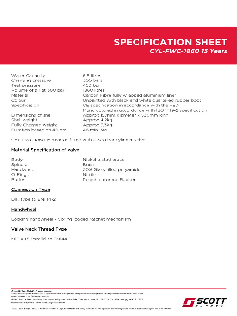 Specification Sheet: CYL-FWC-1860 15 Years | PDF | Manufactured Goods ...