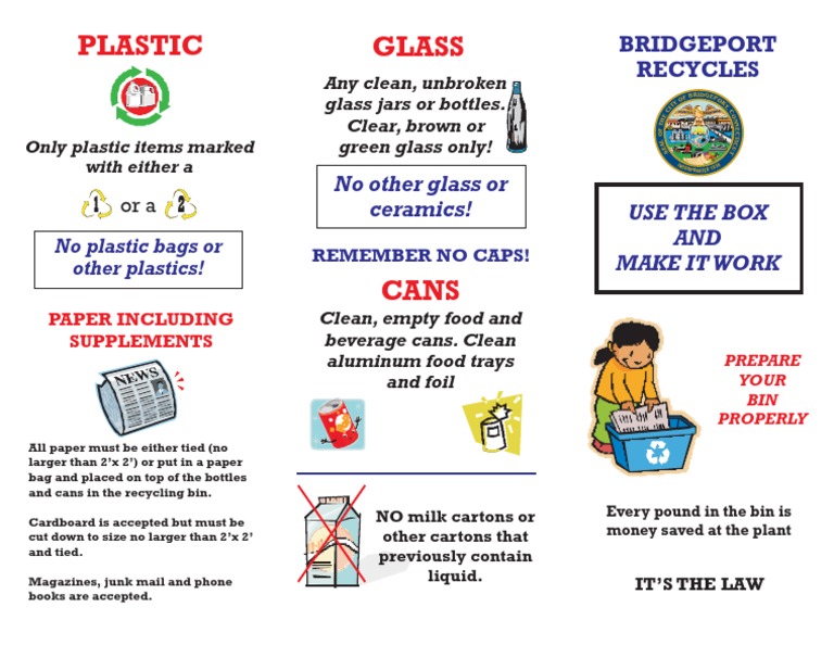 Bridgeport Connecticut Recyclables Pamphlet | PDF | Recycling | Materials