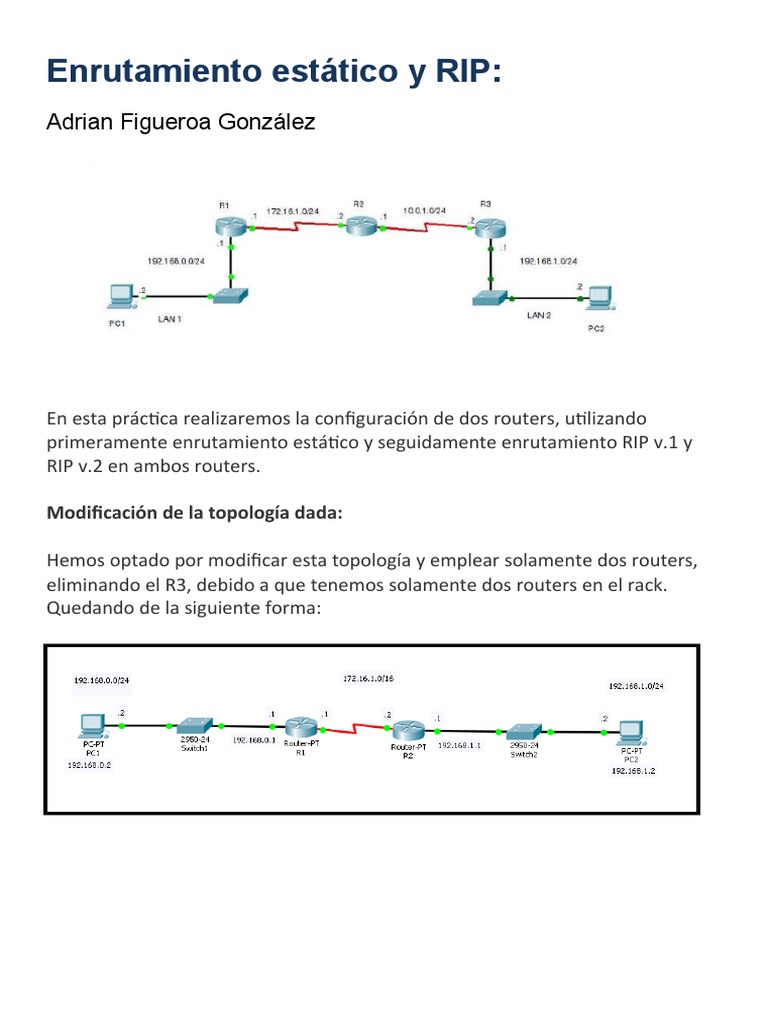 Enrutamiento Estático y RIP | PDF | Enrutador (Computación) | Estándares de internet