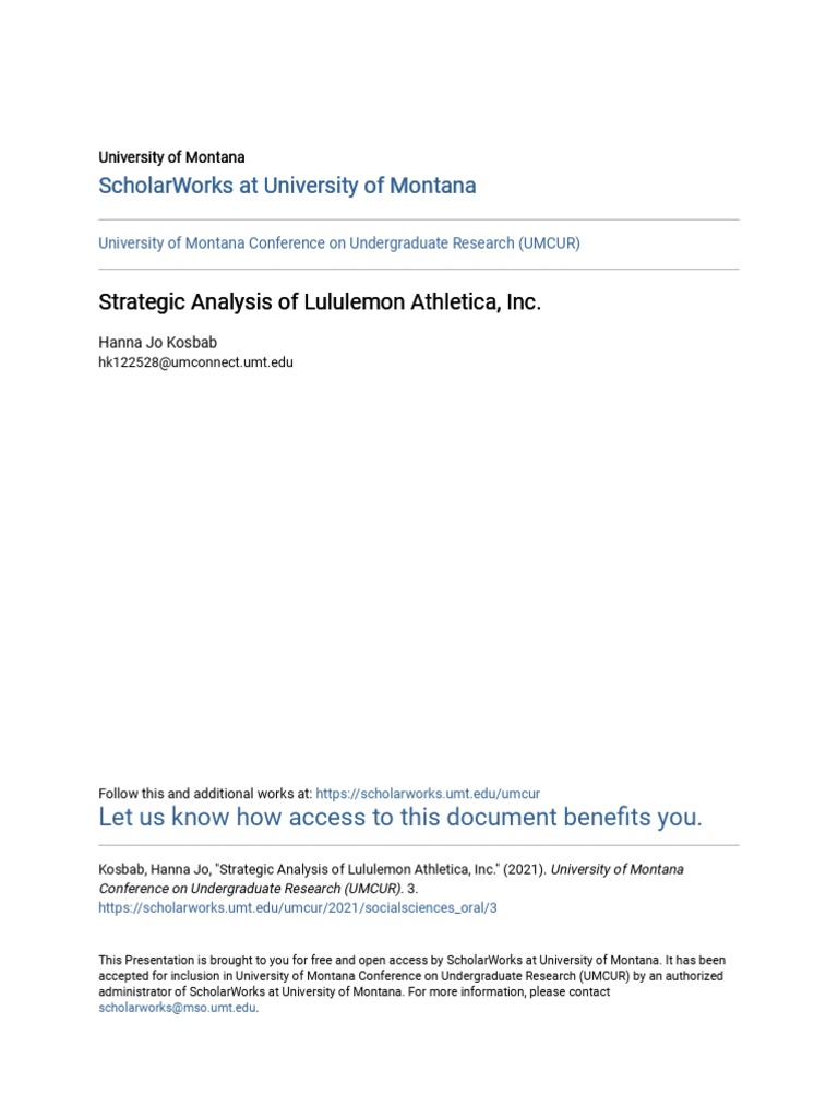 Strategic Analysis of Lululemon Athletica Inc. | PDF | Brand | Economies
