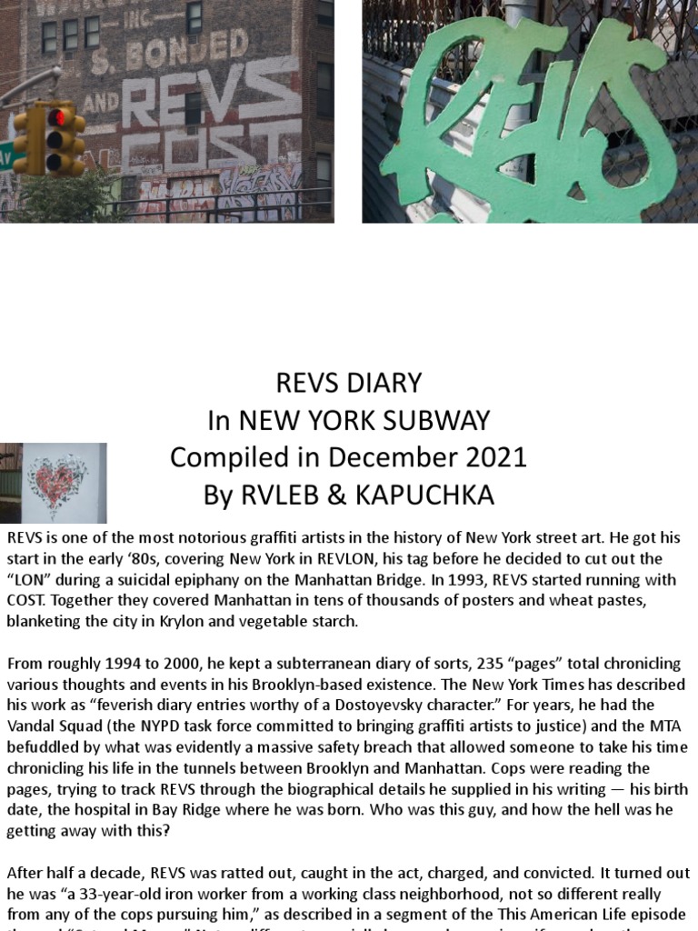 Diary Pages by Graffiti Artist Revs in New York Subway | PDF