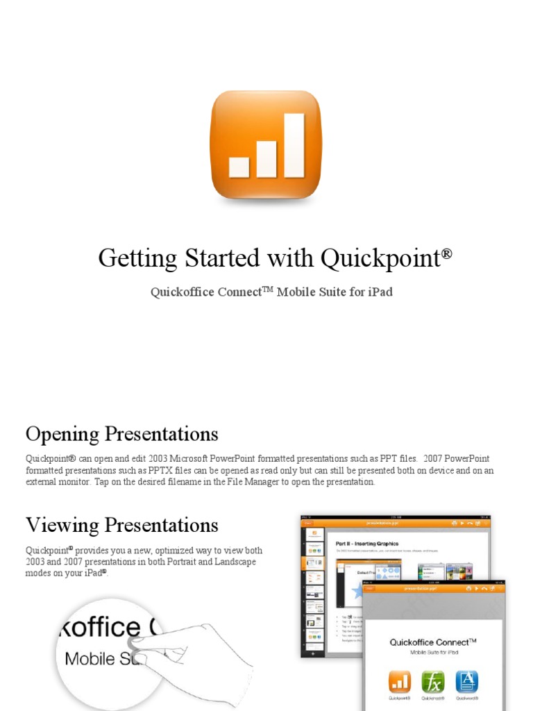 Getting Started With Quickpoint: Quickoffice Connect Mobile Suite For Ipad | PDF | Microsoft ...