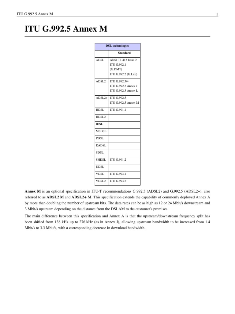 Understanding ITU G.992.5 Annex M: An In-Depth Look at this ADSL ...