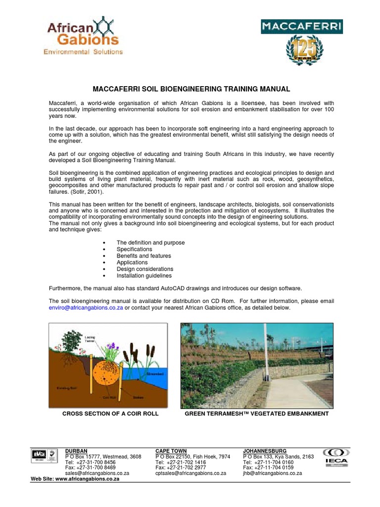 Soil BioEngineering Training Manual Introduction | PDF | Natural ...