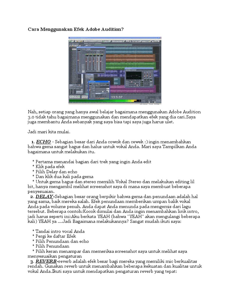 Cara Menggunakan Efek Adobe Audition | PDF