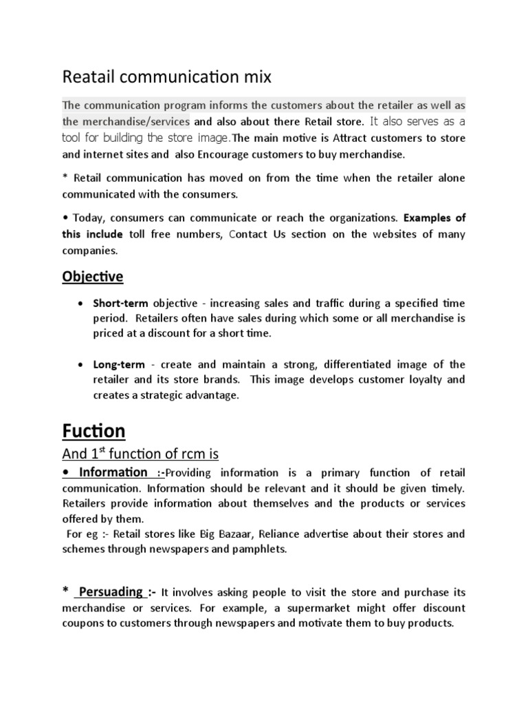 Reatail Communication Mix Doc Without | PDF | Retail | Sales