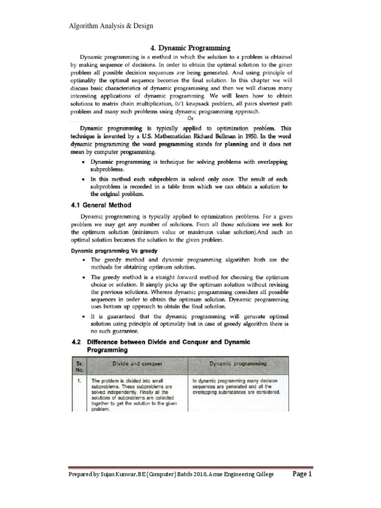 Unit 4 Dynamic Programming | PDF | Computers | Technology & Engineering