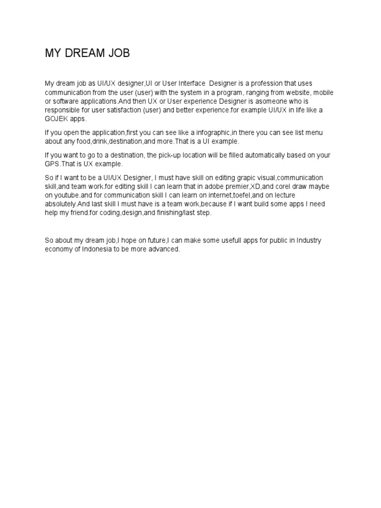 My Dream Job | PDF