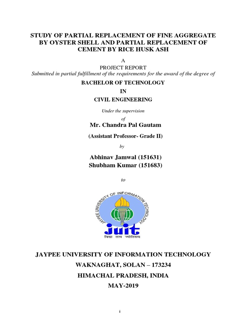 Effects of Partial Replacement of Cement by Rice Husk Ash and Fine ...