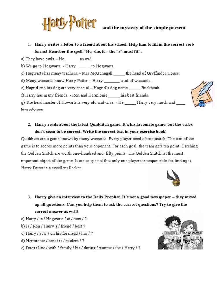 Harry Potter and The Mystery of The Simple Present Conversation Topics ...