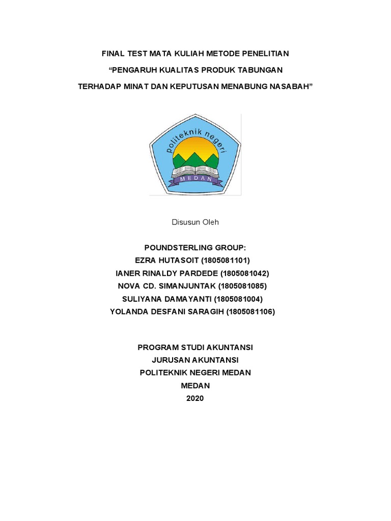 Final Test Mata Kuliah Metode Penelitian | PDF