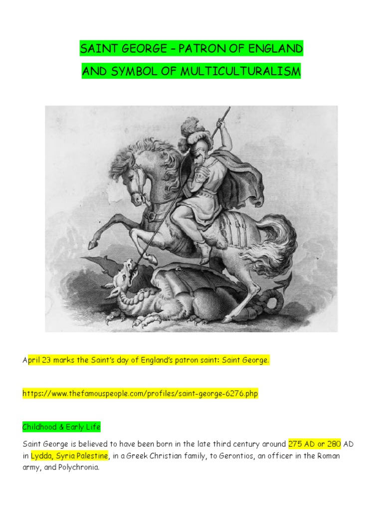 Saint George - Patron of England and Symbol of Multiculturalism | PDF ...