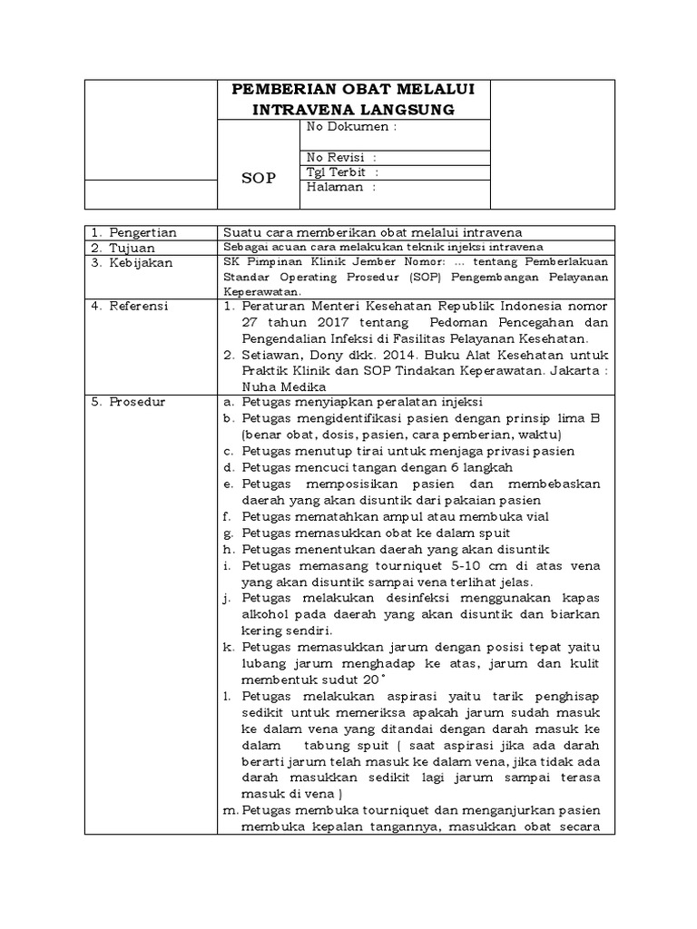 9.pemberian Obat Melalui Intravena Langsung | PDF