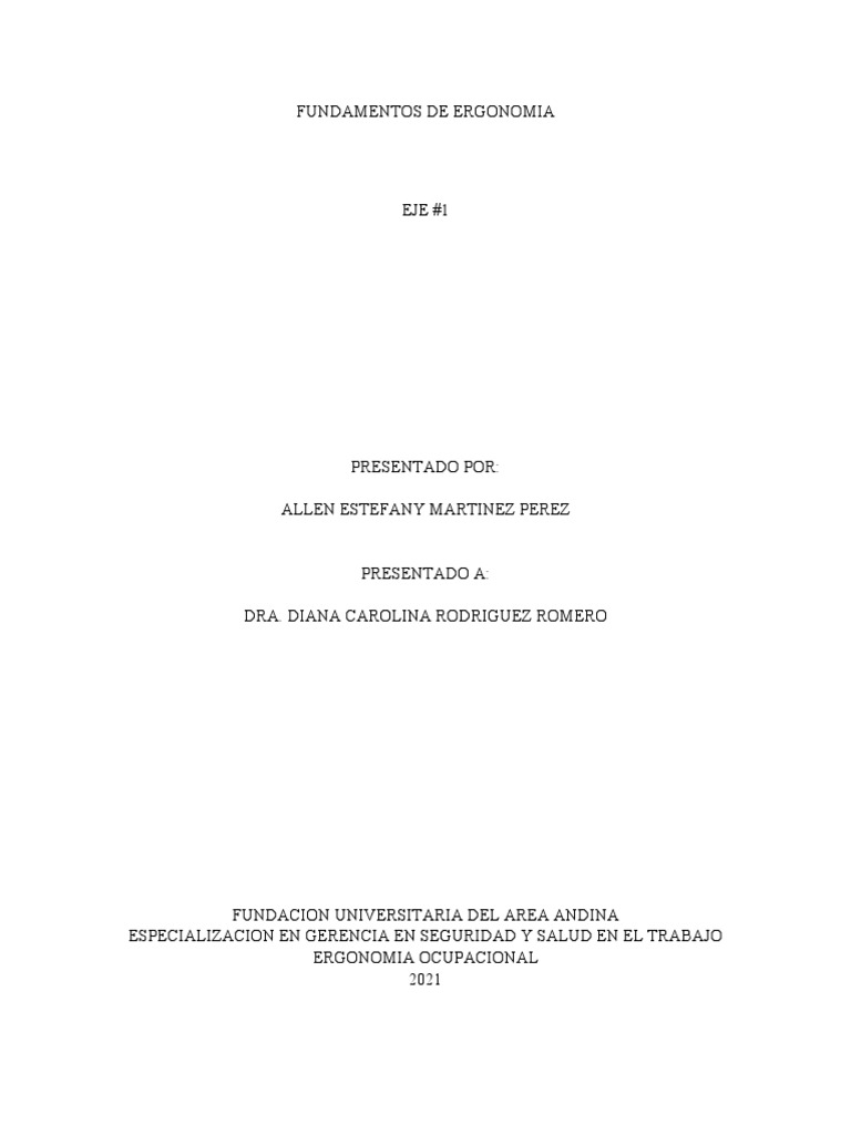 Eje 1 Fundamentos de Ergonomia | PDF | Factores humanos y ergonomía ...