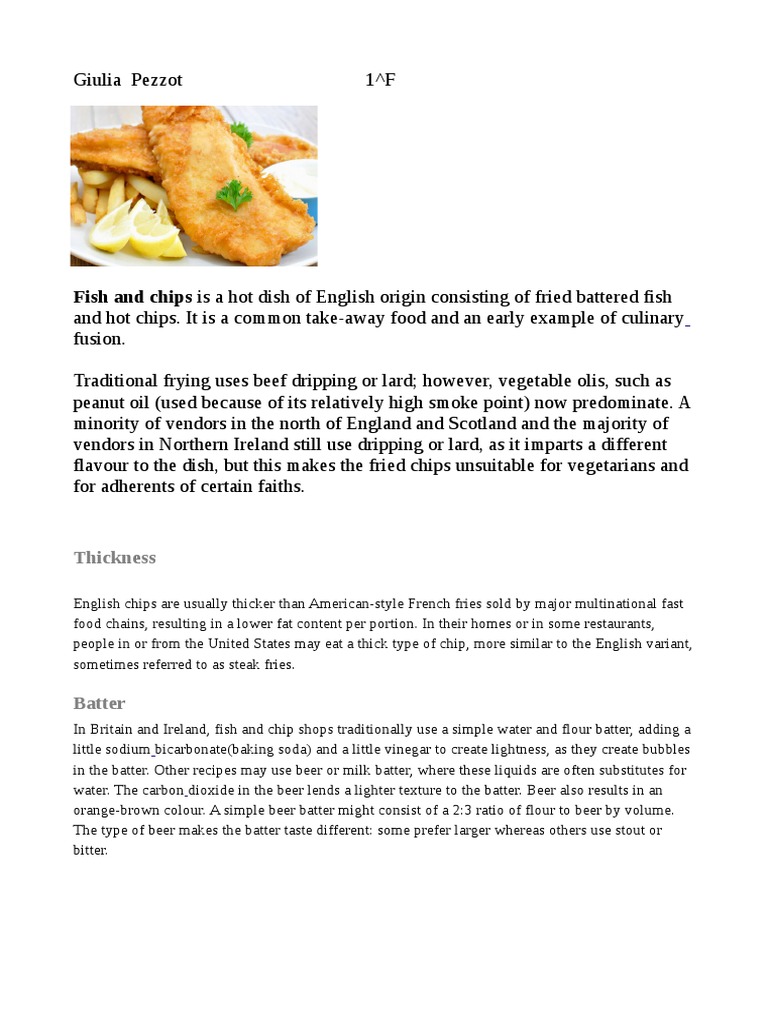 Fish and Chips Is A Hot Dish of English Origin Consisting of Fried ...