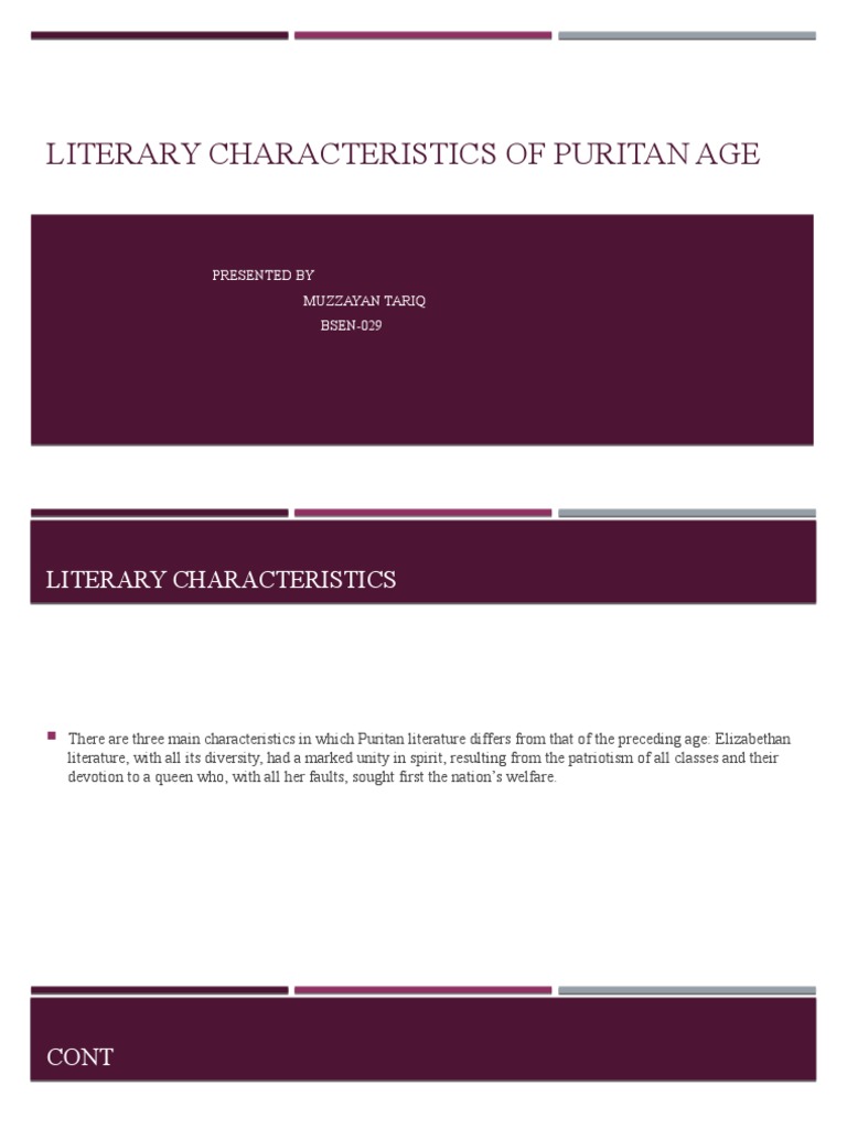 Puritan Age Literary Characteristics | PDF | Poetry