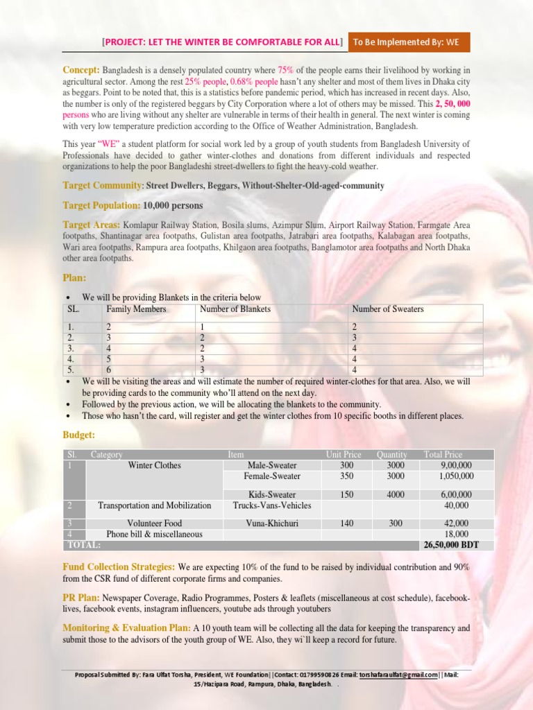 Proposal For Winter Relief Project | PDF | Economies | Business