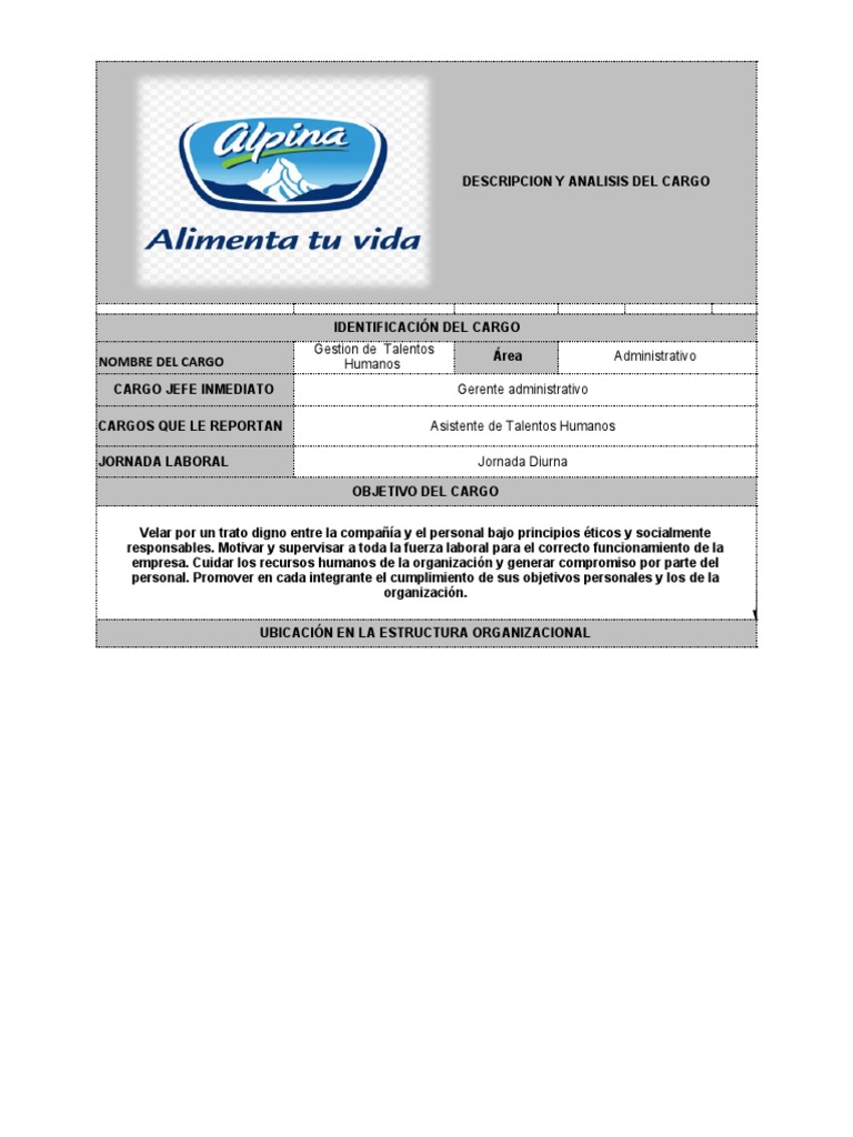 Alpina Formato de Cargo | PDF | Gestión de recursos humanos | Empresas