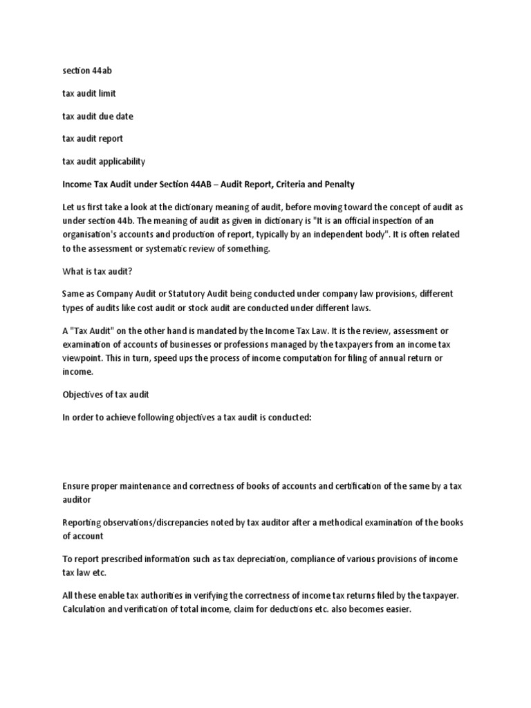Income Tax Audit | PDF | Audit | Taxes