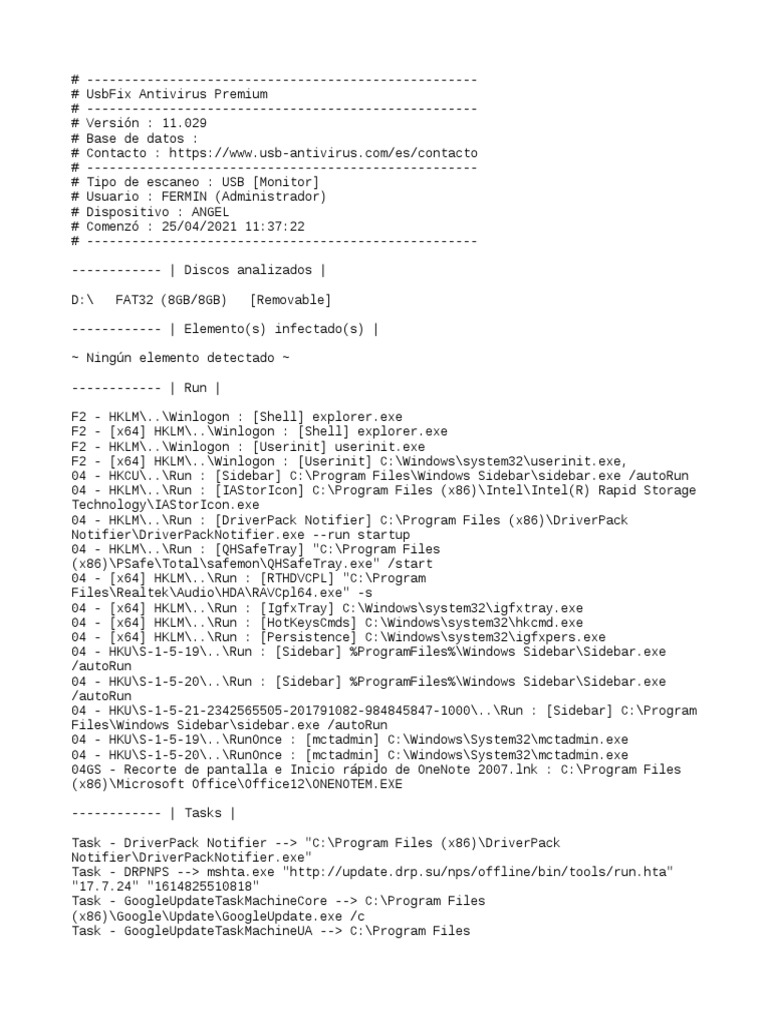 UsbFix Report | PDF | Microsoft Software | Computing Platforms