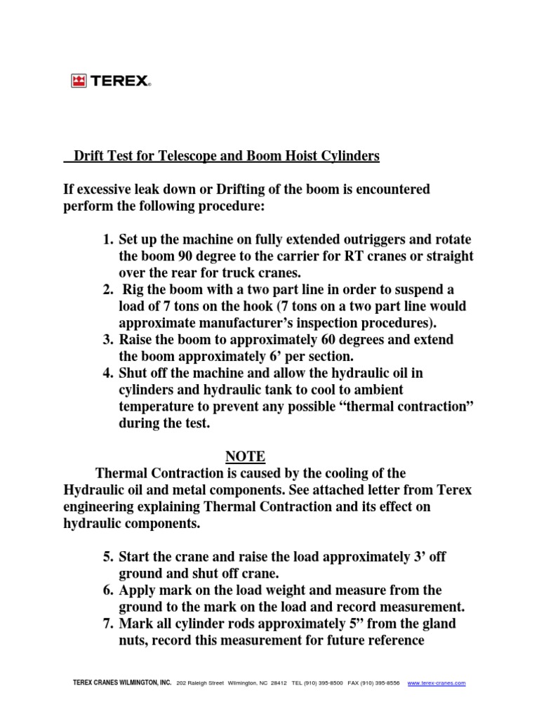 Boom Drift Test Terex | PDF | Crane (Machine) | Machines