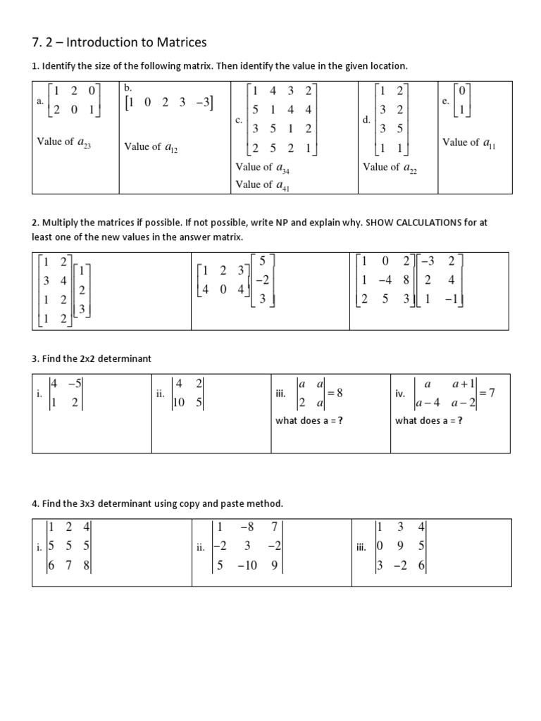 7 2+practice | PDF | Determinant | Matrix (Mathematics)