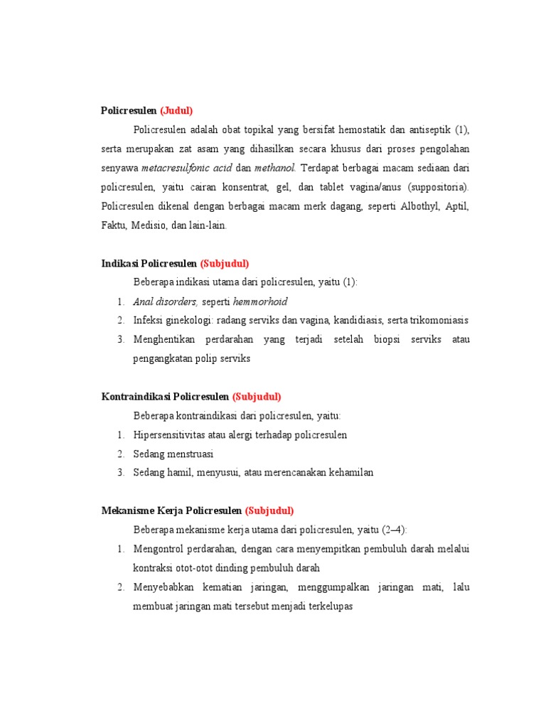 Policresulen Obat Hemostatik dan Antiseptik | PDF