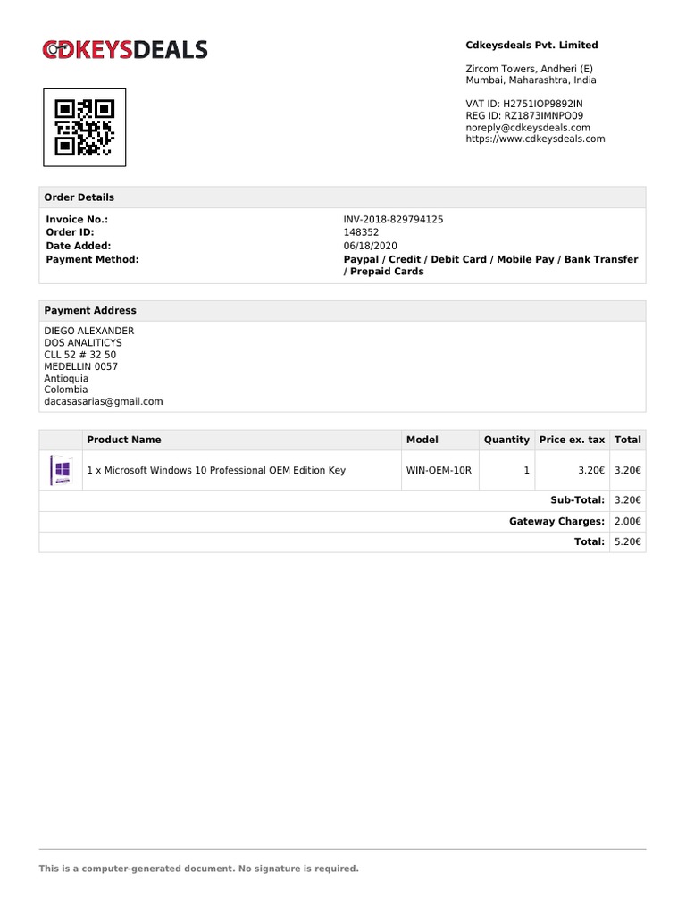 This Is A Computer-Generated Document. No Signature Is Required | PDF