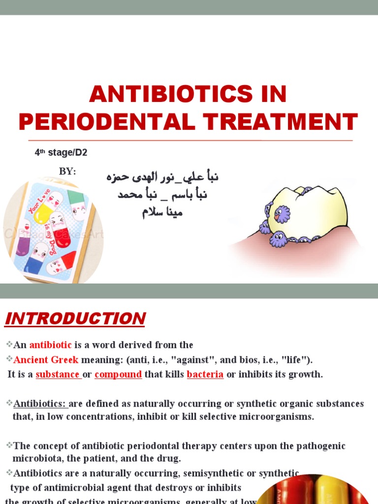 Antibiotics in Periodental Treatment | PDF | Periodontology | Microbiology