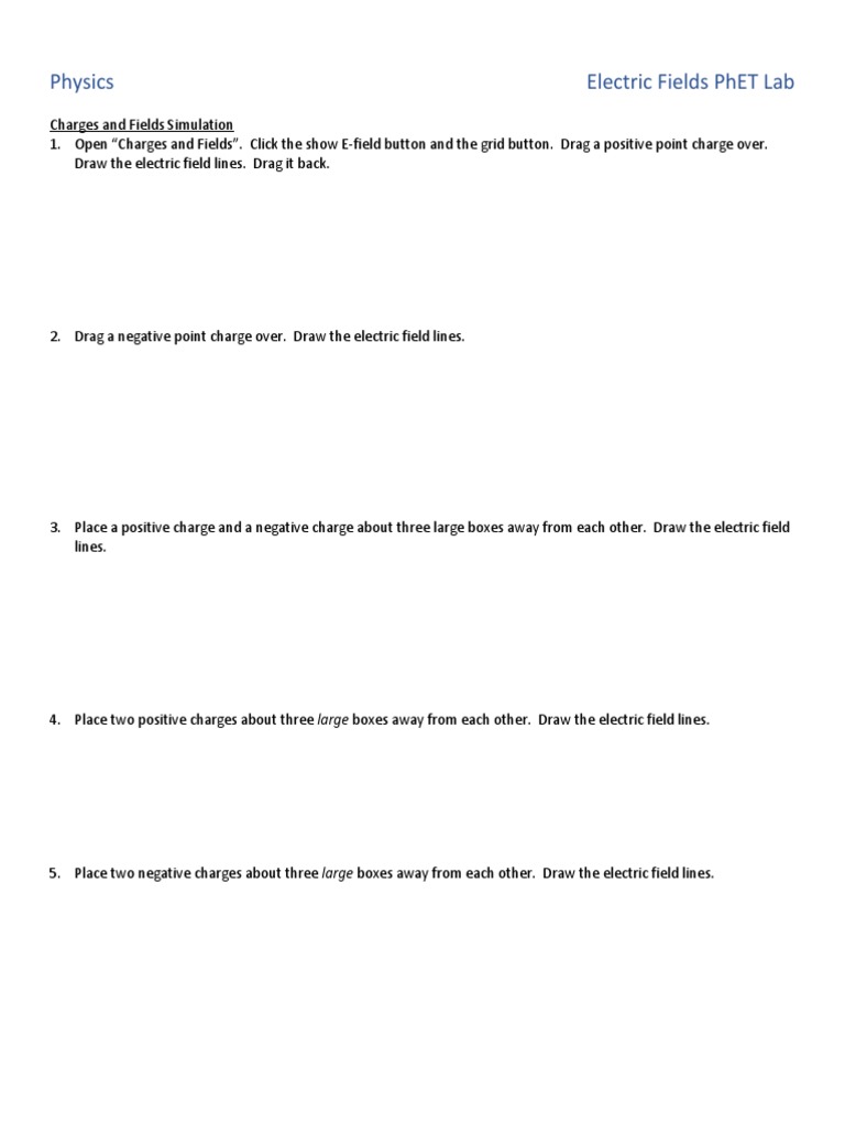 Physics Electric Fields Phet Lab | PDF