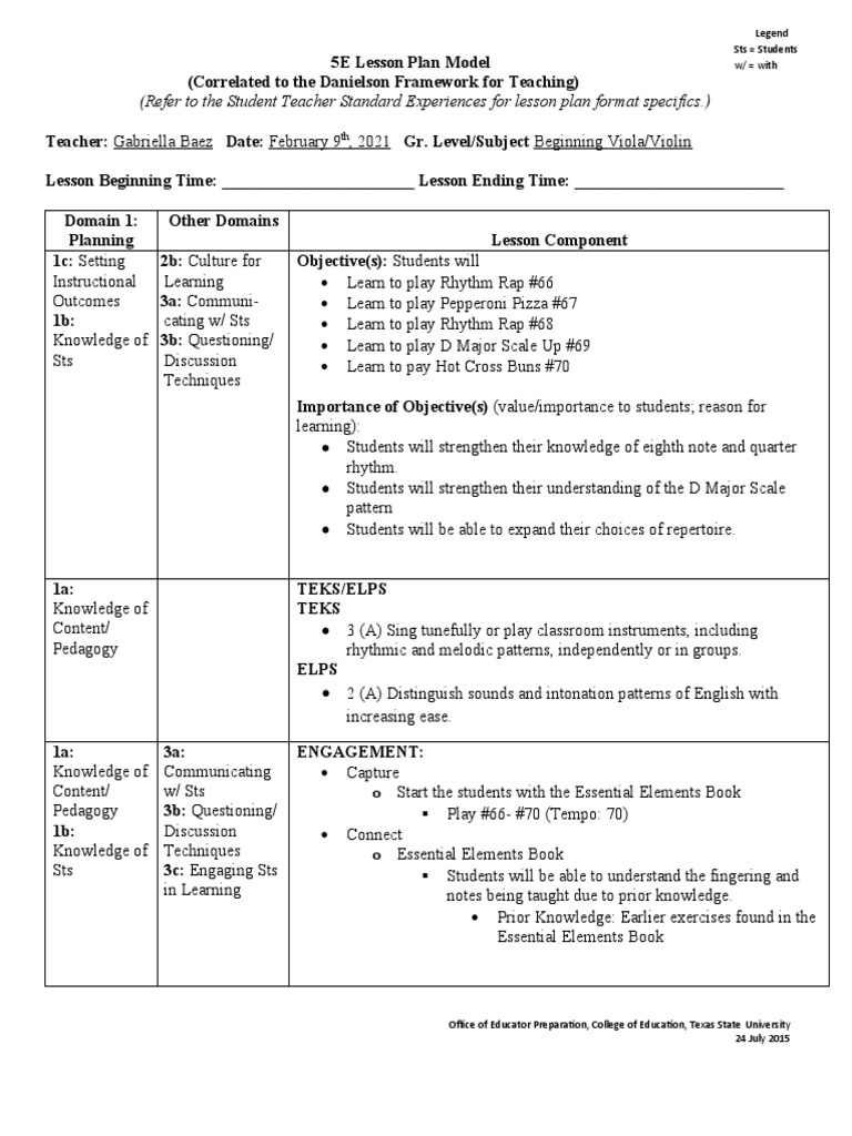 Week 4 Lesson Plan | PDF | Lesson Plan | String Instruments