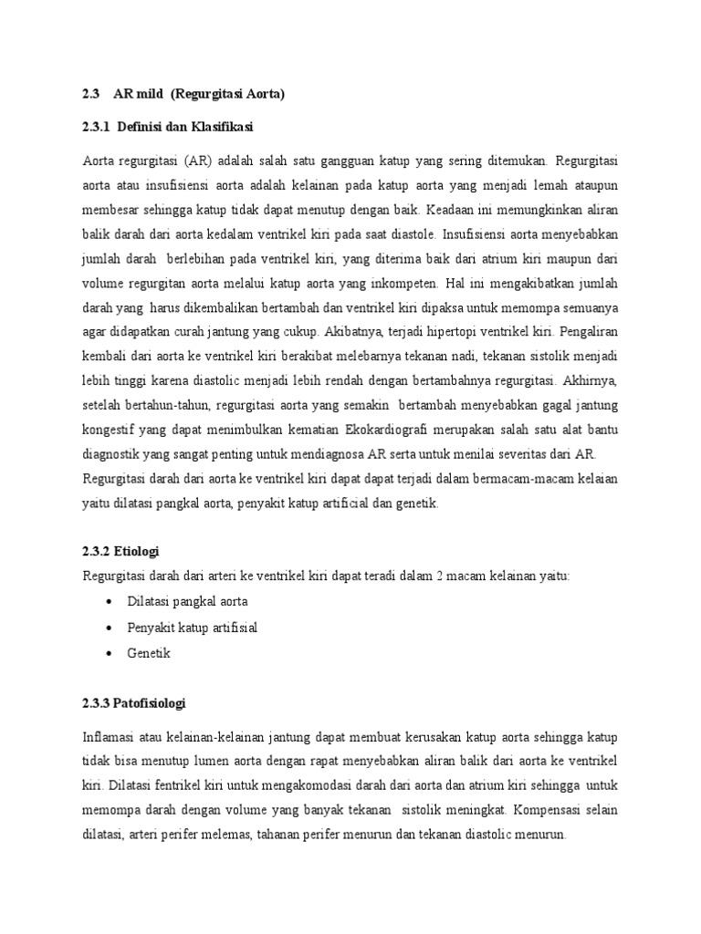 Regurgitasi Aorta Mild: Definisi dan Gejala | PDF