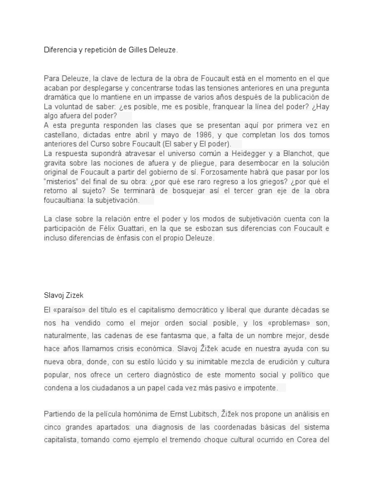 Diferencia y Repetición de Gilles Deleuze | PDF | Gilles Deleuze | Michel Foucault