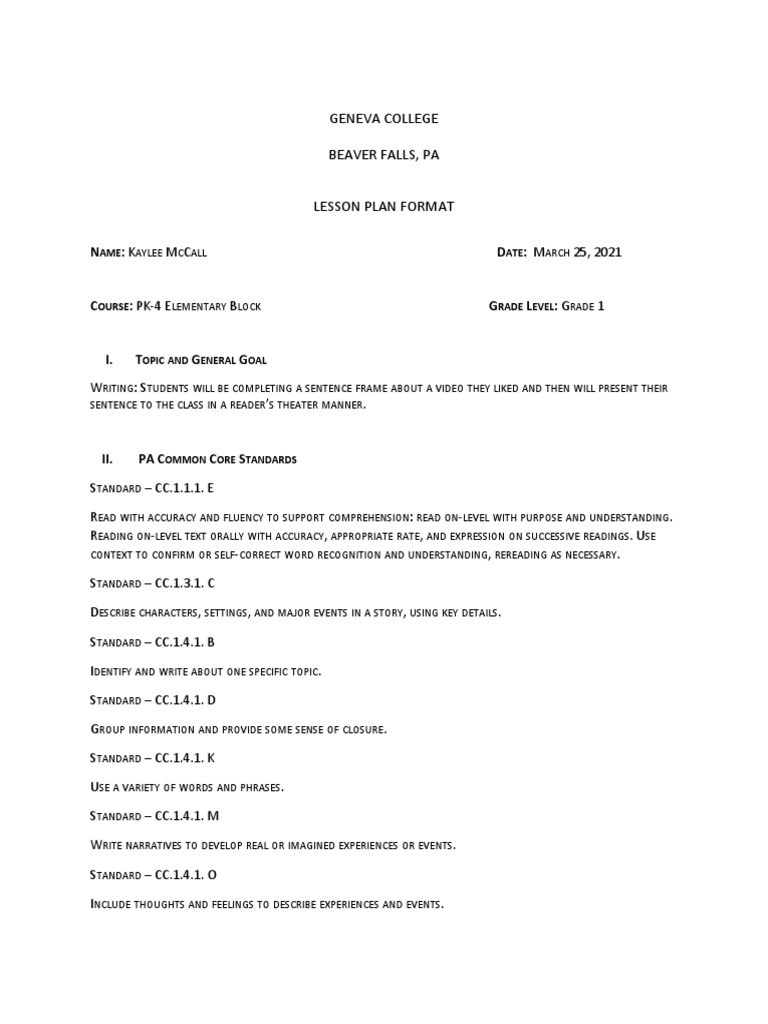 Writing Lesson Plan PDF Lesson Plan Pedagogy