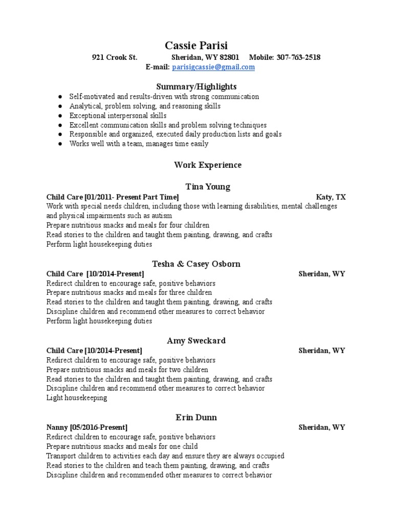 Cassie Resume-2 | PDF | Behavioural Sciences | Human Nature