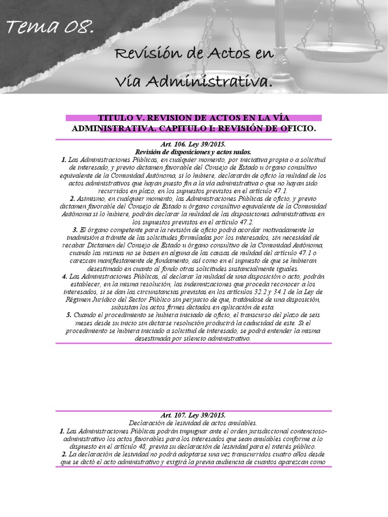 Tema 08. Revisión de Actos en Via Administrativa. | PDF | Gobierno ...