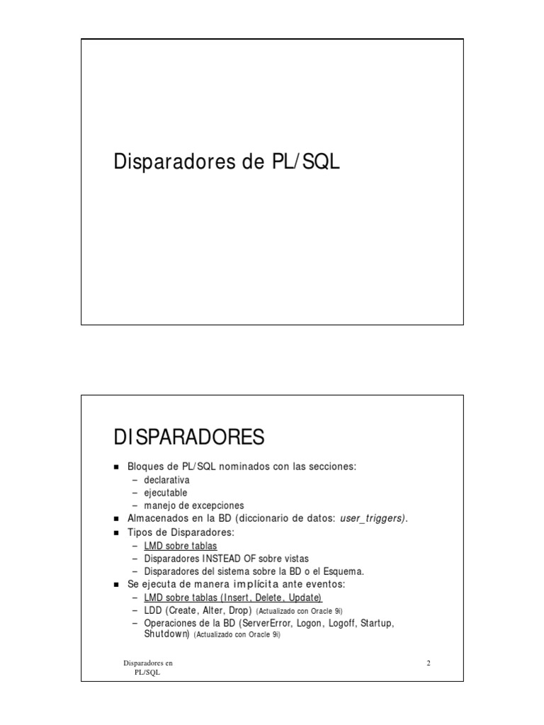 Disparadores | PDF | Pl / Sql | SQL