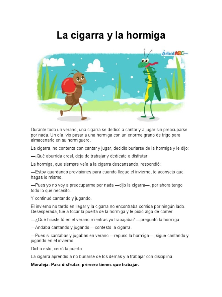 Fabula La Cigarra y La Hormiga | PDF
