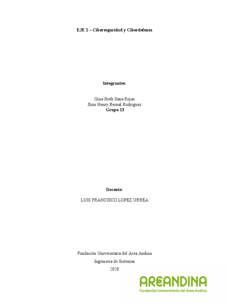 Act - Eje 2 - Ciberseguridad y Ciberdefensa | PDF | La seguridad informática | Seguridad