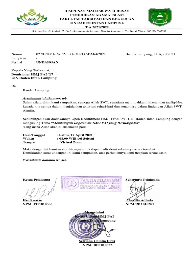 Demisioner HMJ PAI 17 | PDF