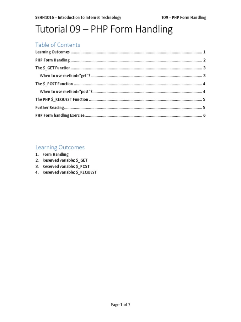 SEHH1016 T09-PHP FormHandling | PDF | Php | Web Development