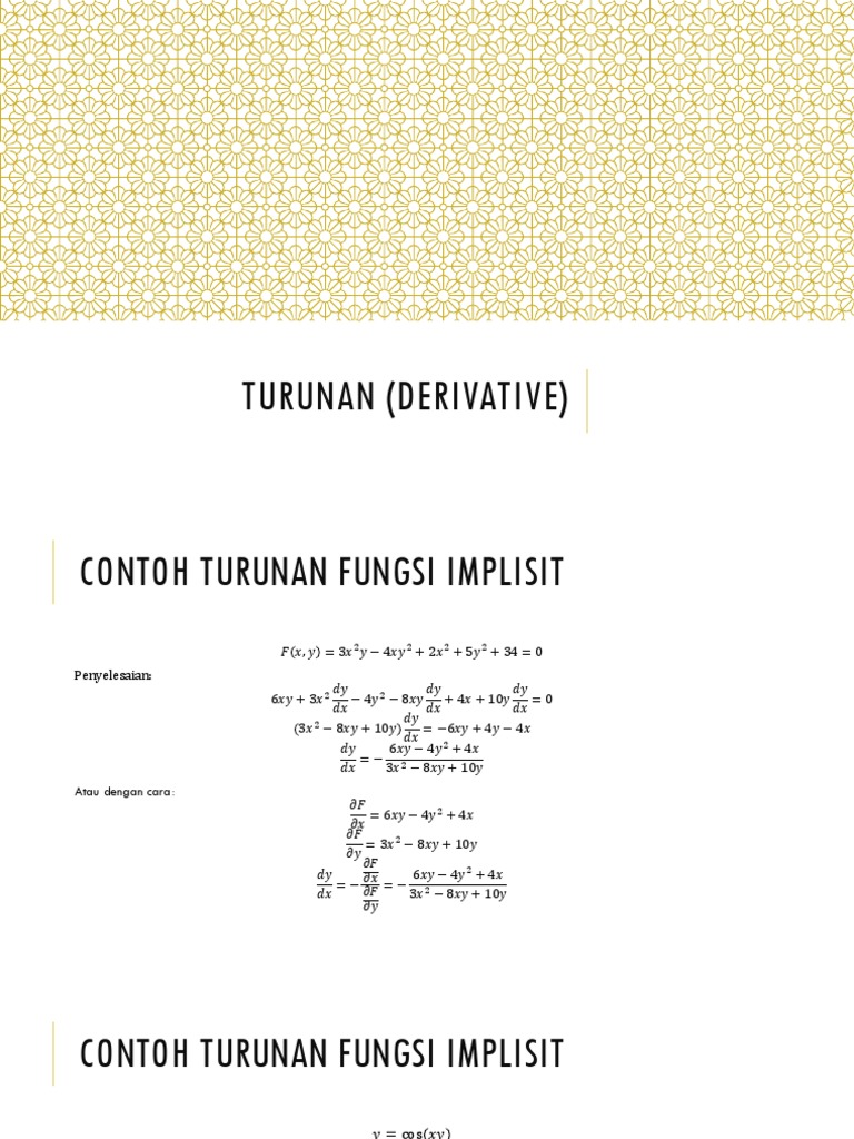 TURUNAN (DERIVATIVE) - Implisit SD Logaritma | PDF